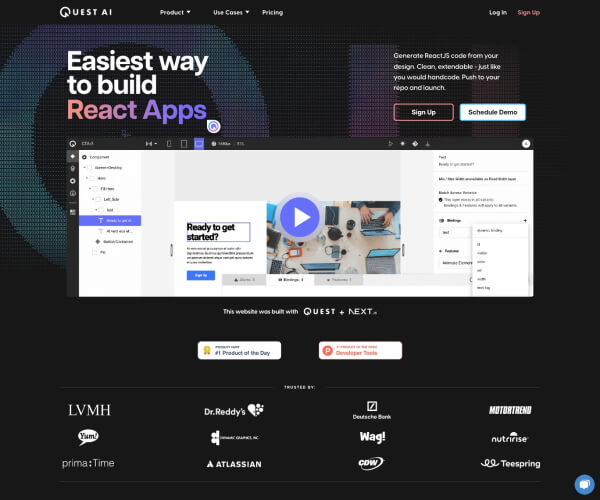 Quest Ai首页 Ai将设计稿生成react代码,支持javascript和typescriptquestai 酷米站长网