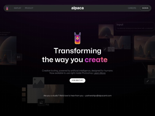 Alpaca首页 - 将生成式AI集成到Photoshop图像设计中(getalpaca.io) - 酷米站长网