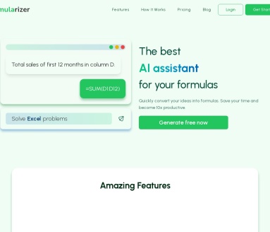 Excel Formularizer首页 - AI将文本输入转换为Excel公式处理(excelformularizer.com) - 酷米站长网