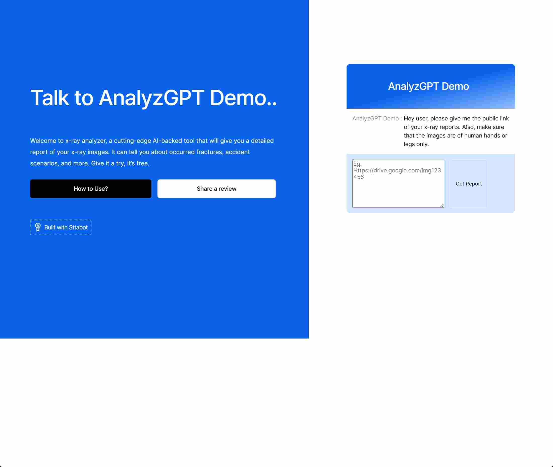 AnalyzGPT首页 - 在线X光片分析仪(app.sttabot.io) - 酷米站长网