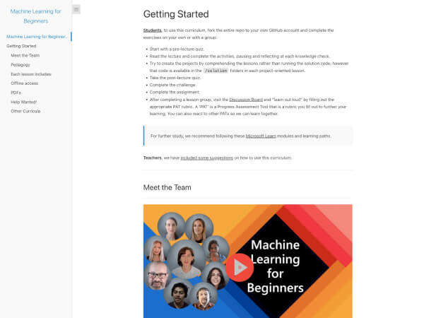 Ml For Beginners首页 微软推出的免费开源的机器学习课程,github标星4万
