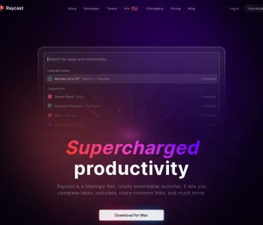 RaycastPro首页 - Raycast推出的Mac AI助手，智能写作、编程、回答问题等(raycast.com) - 酷米站长网