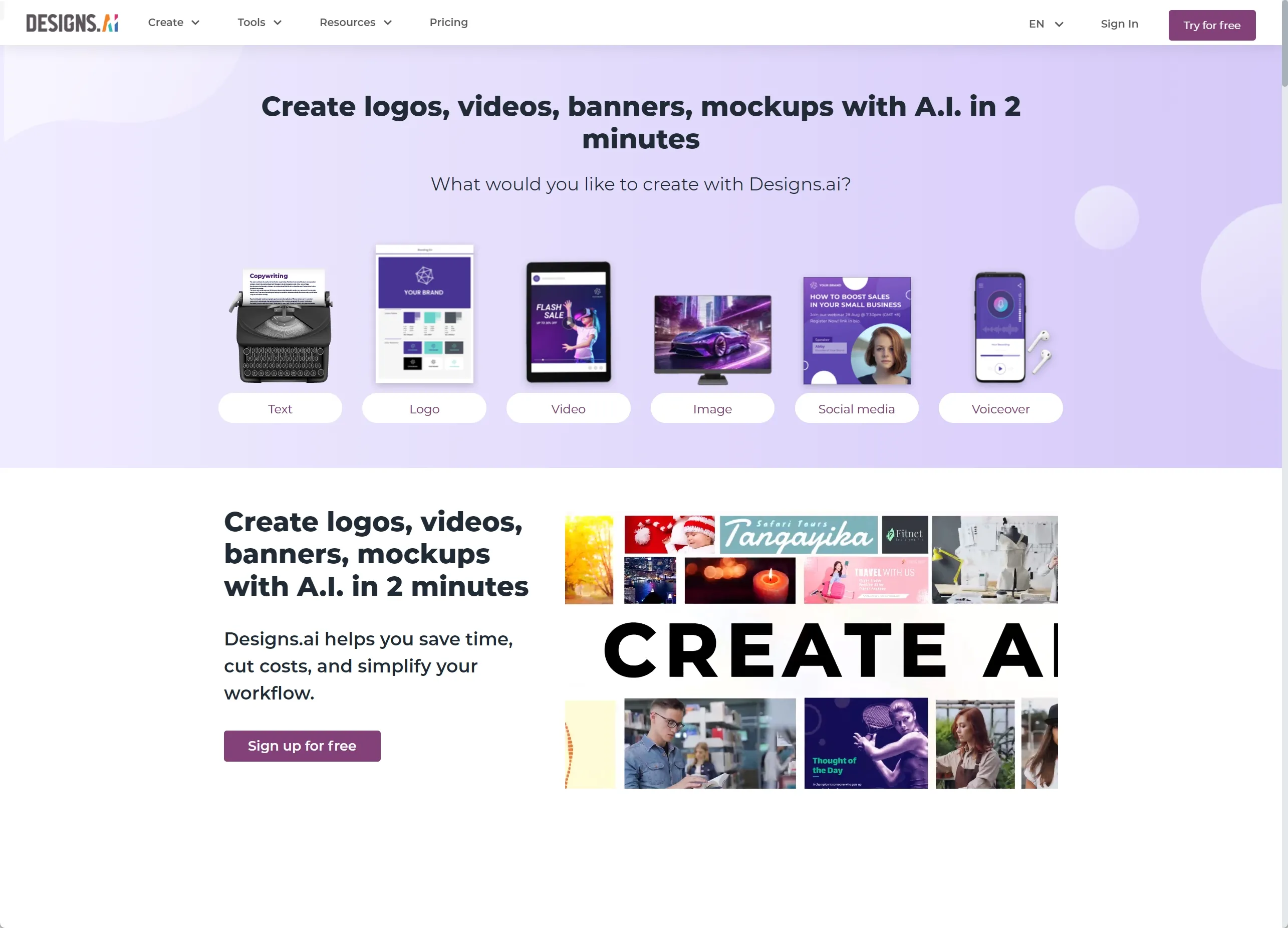 Designs.ai首页 - AI创建标识LOGO(designs.ai) - 酷米站长网